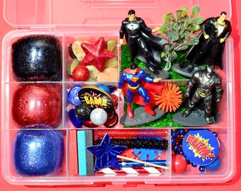 Homemade Playdough Kit Superhero, Sensory Bin, Montessori, Busy Box ...