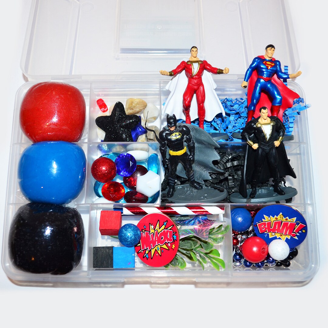 Themed Super Hero Playdough Kit Sensory Bin Montessori Busy - Etsy