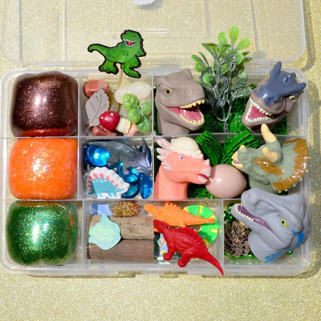 Dinosaurs Playdough Kit, Sensory Bin, Montessori, Busy Box, Sensory Kit ...