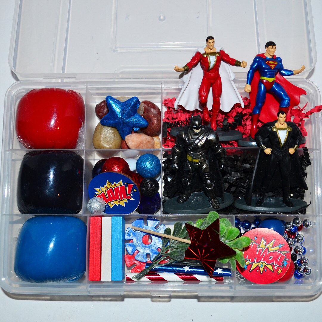 Themed Super Hero Playdough Kit, Sensory Bin, Montessori, Busy Box ...