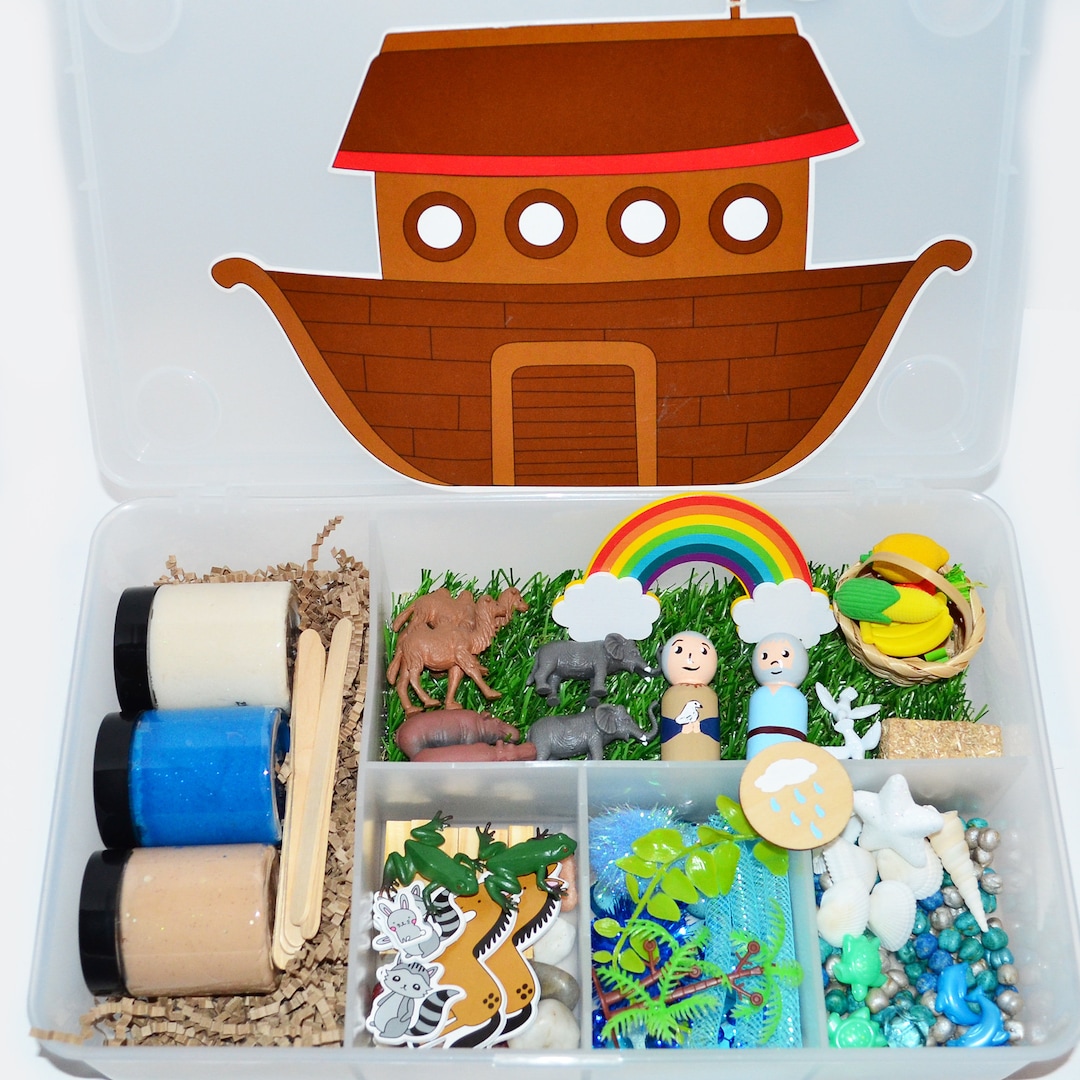Noah's Ark/god's Promise Bible Story Kit, Playdough Kit, Sensory Bin ...