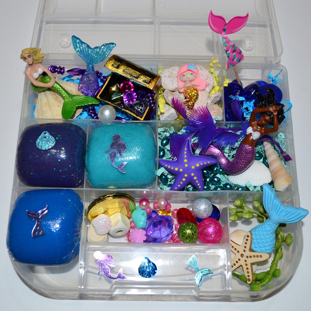 Mermaid Playdough Kit, Sensory Bin, Montessori, Busy Box, Sensory Kit ...
