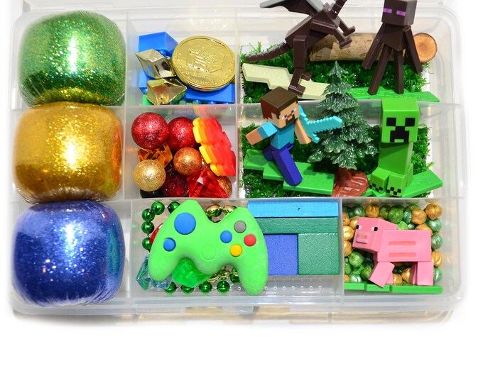 Homemade Playdough Kit + Minecraft, Sensory Bin, Montessori, Busy Box ...