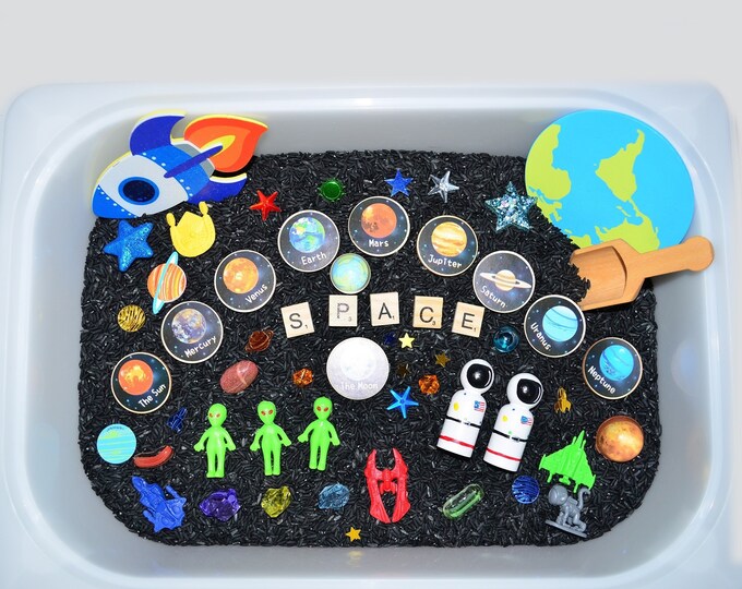 Space/solar System Sensory Bin, Sensory Rice, Sensory Bin, Sensory Kit ...