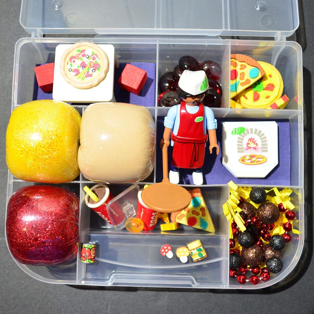 Pizza Chef Playdough Kit, Sensory Bin, Montessori, Busy Box, Sensory ...