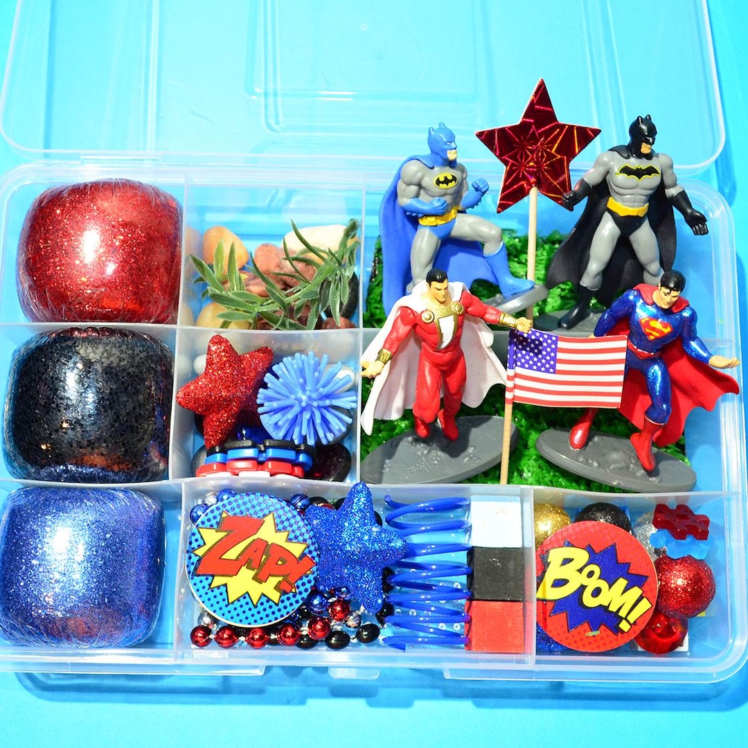 Homemade Playdough Kit Superhero, Sensory Bin, Montessori, Busy Box ...