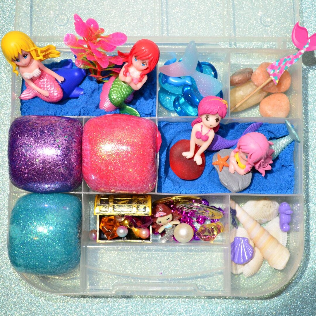 Mermaid Playdough Kit, Sensory Bin, Montessori, Busy Box, Sensory Kit ...