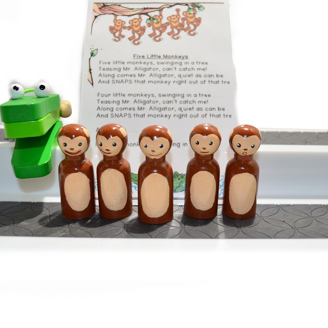Five Little Monkeys/alligator Clapper Music Sack Pack-peg Dolls' Hand ...