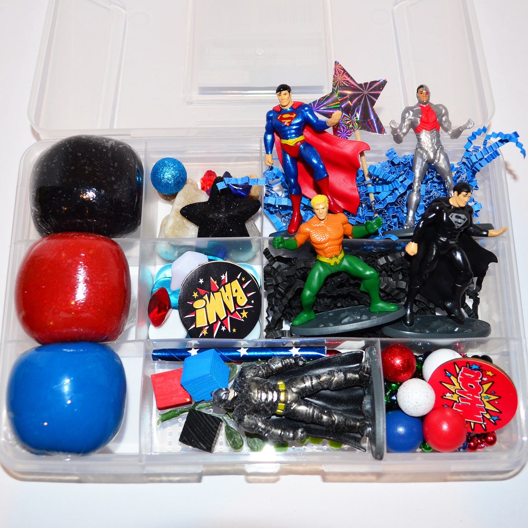 Themed Super Hero Playdough Kit, Sensory Bin, Montessori, Busy Box ...