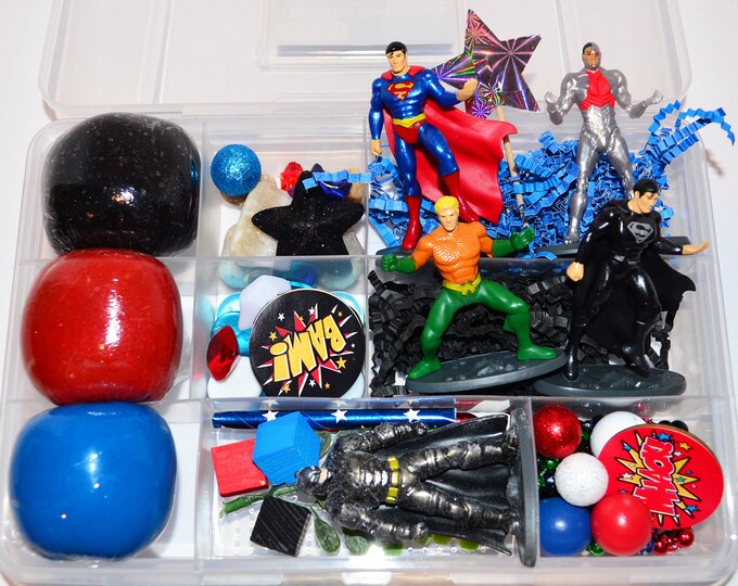 Themed Super Hero Playdough Kit, Sensory Bin, Montessori, Busy Box ...