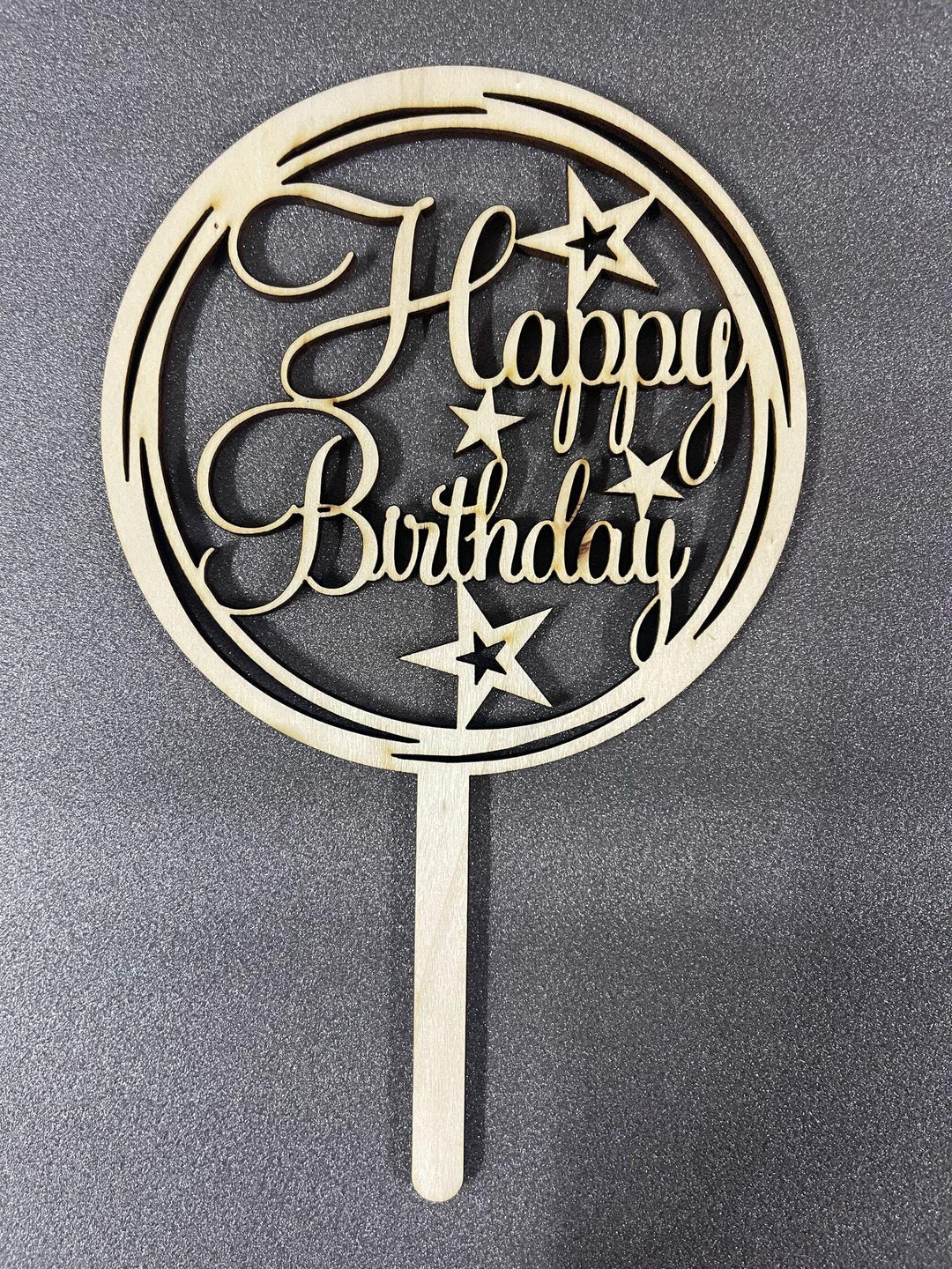 Laser Cut DXF SVG PDF Files Round Cake Topper Happy Birthday 4mm ...