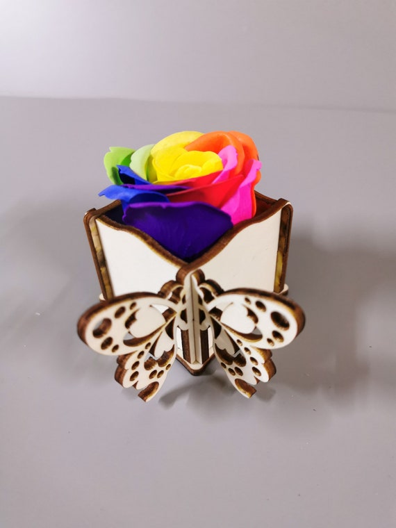 Laser Cut DXF/SVG Files Rose Box Butterfly Decoration | Etsy