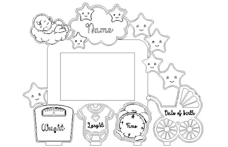 Laser Cut DXF SVG PDF Photo Frame. Baby Metrica. Laser Cut Files. Baby ...