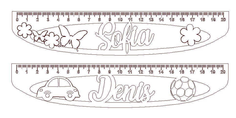Laser Cut DXF SVG File Kids Boy Girl Ruler Personalized 20cm - Etsy