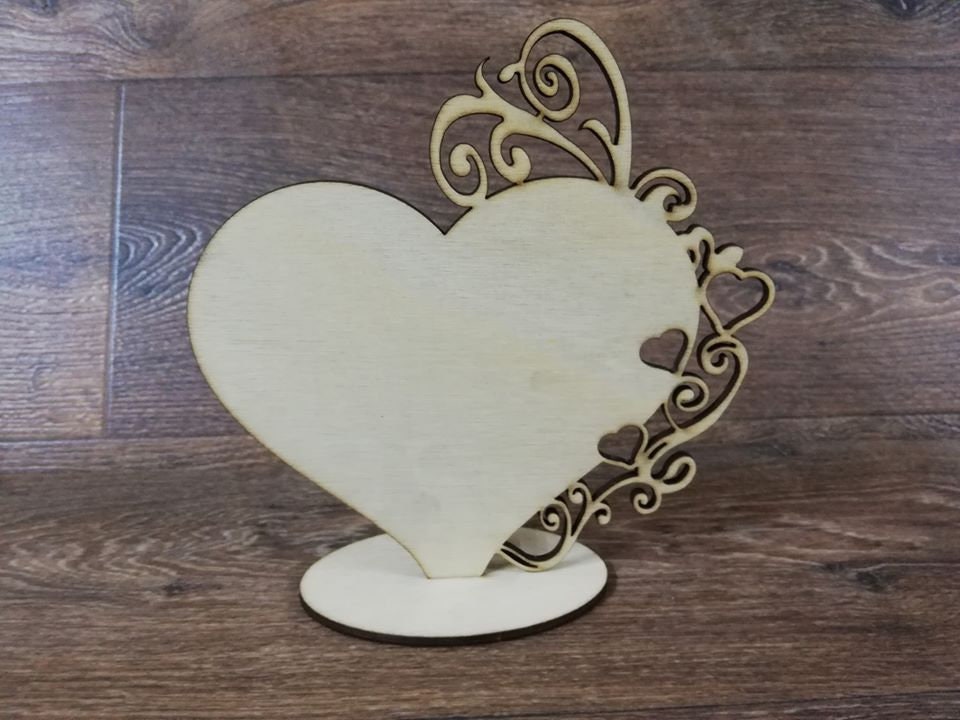 Laser Cut DXF Files Decorative Heart With Support Heart Design 4mm ...