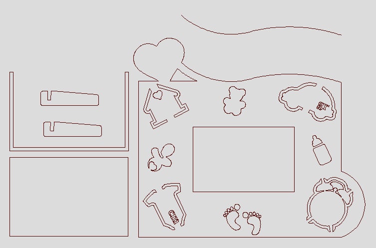 Laser Cut DXF Files for Baby Photo Frame ,details on Birth Laser Cutout ...