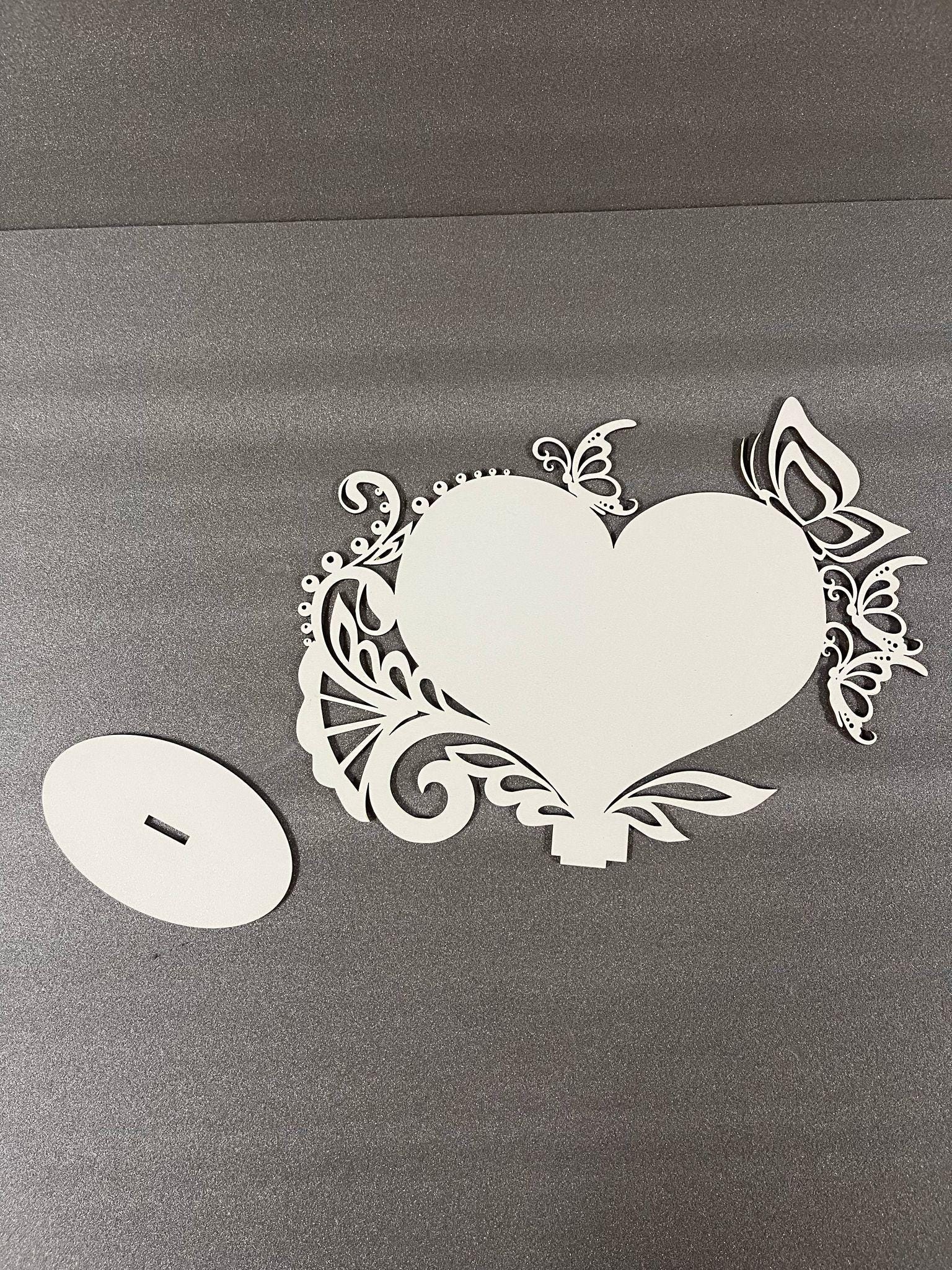 Laser Cut DXF SVG PDF Files Decorative Heart With Support Heart Design ...