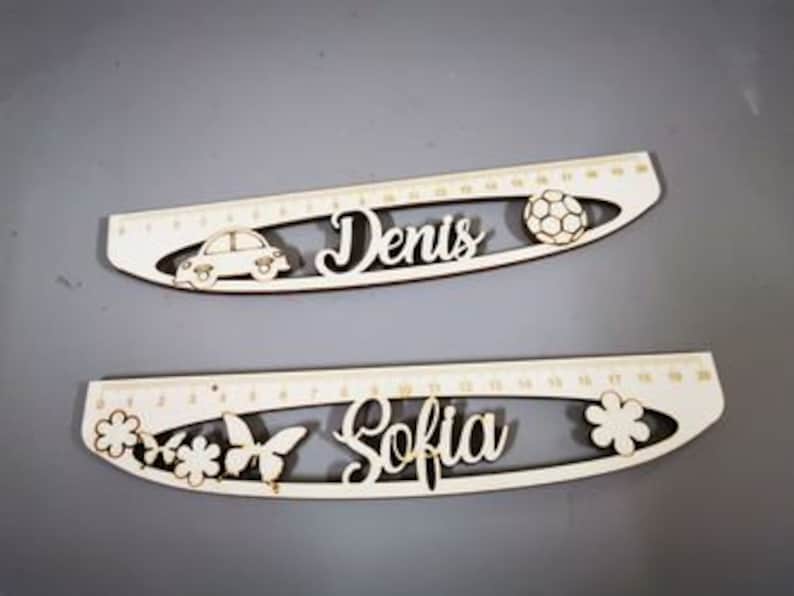 Laser cut DXF SVG Datei Kinder Junge Mädchen Lineal personalisiert 20cm ...