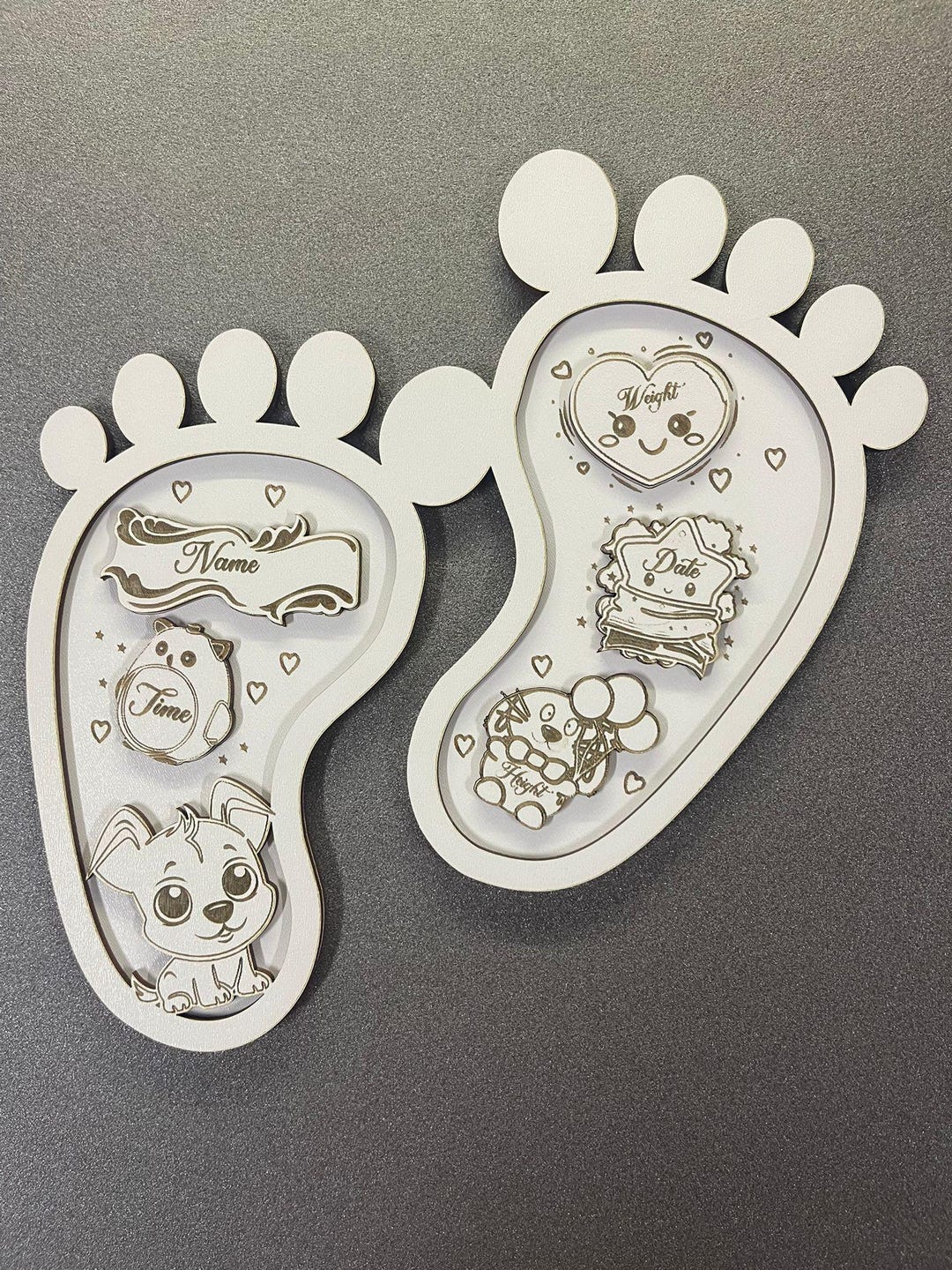 Footprints Birth Sign DXF SVG PDF, Baby Announcement Stats, Birth ...