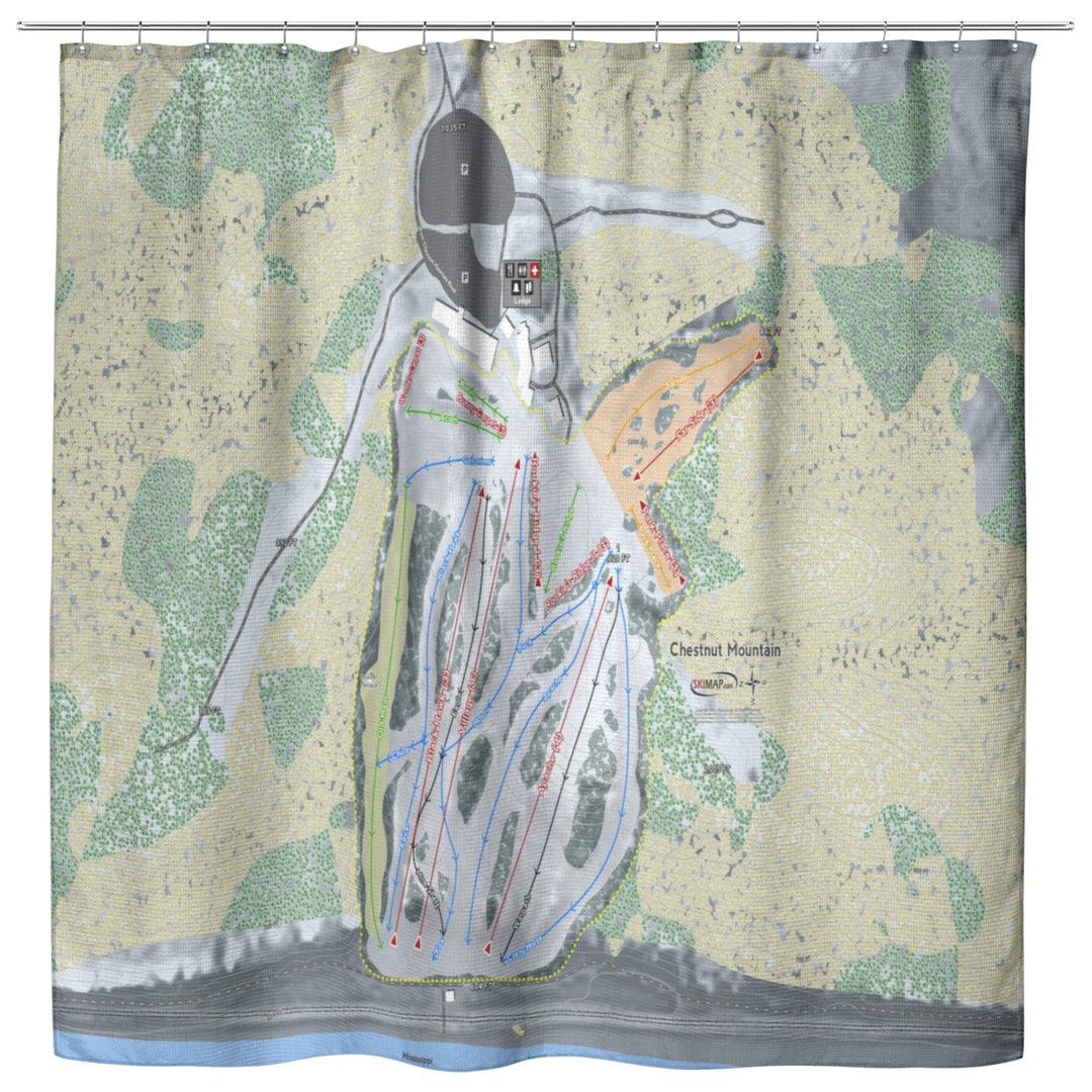 Chestnut Mountain Ski Trail Map Shower Curtain Ski Cabin - Etsy