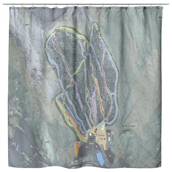 Ski Butternut Ski Trail Map Shower Curtain Ski Cabin Decor | Etsy