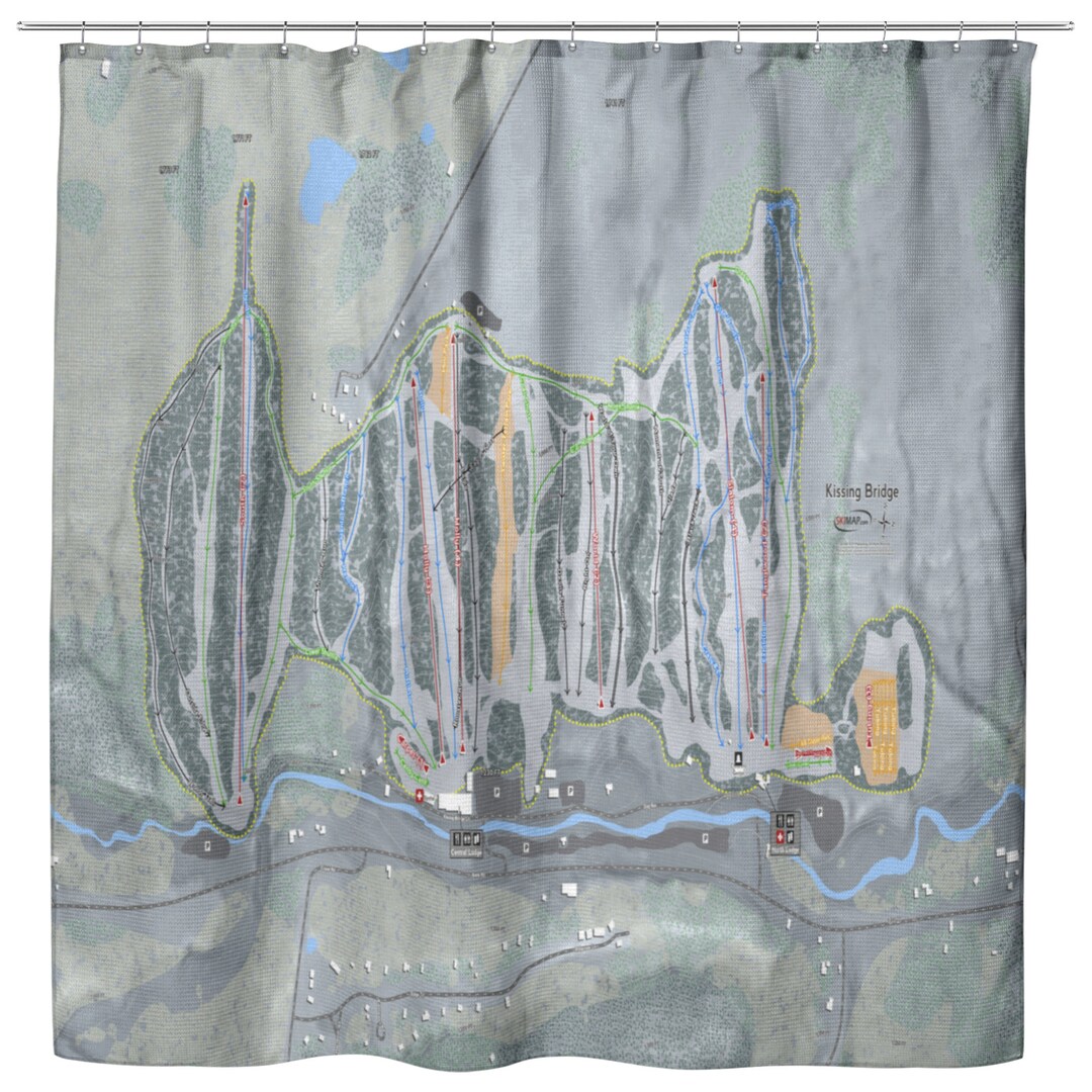 Kissing Bridge Ski Resort Map Shower Curtain Ski Cabin Decor - Etsy