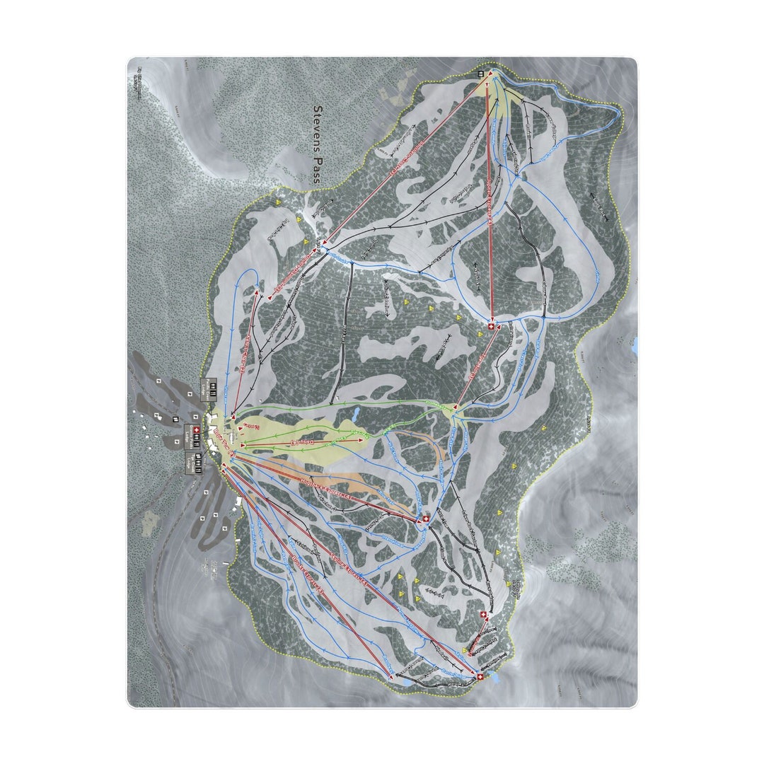 Stevens Pass, Washington Ski Resort Map Printed Beach Towel - Etsy