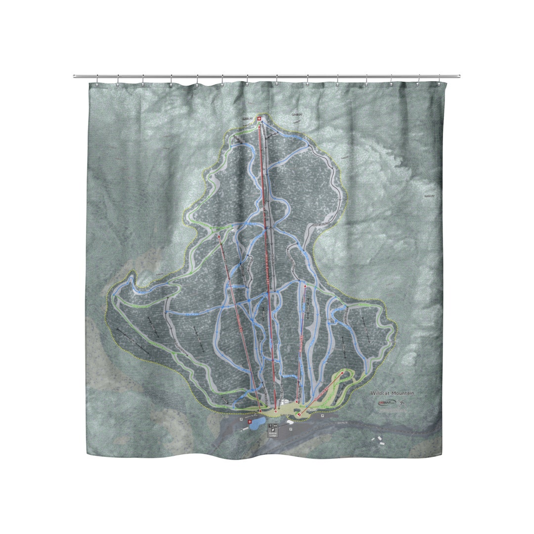 Wildcat Mountain Ski Resort Map Shower Curtain Ski Cabin - Etsy