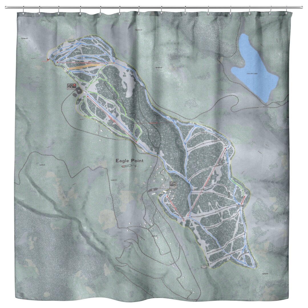 Eagle Point Ski Trail Map Shower Curtain, Ski Cabin Decor, Universal ...