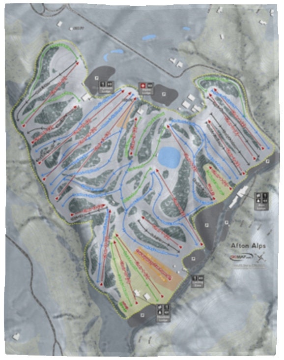 Afton Alps Ski Resort Map Fleece Blanket | Etsy