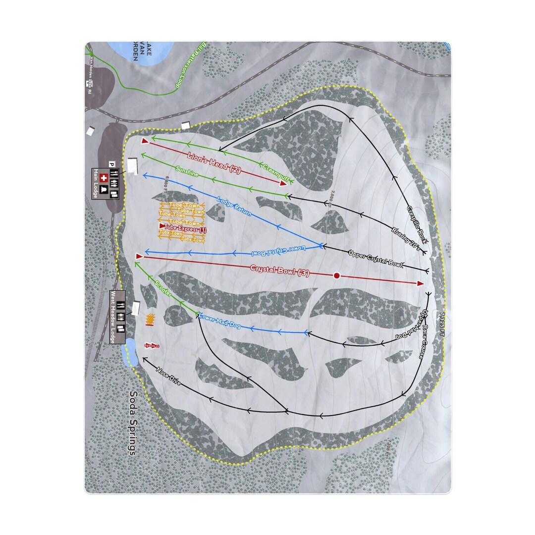 Soda Springs, California Ski Resort Map Printed Beach Towel - Etsy
