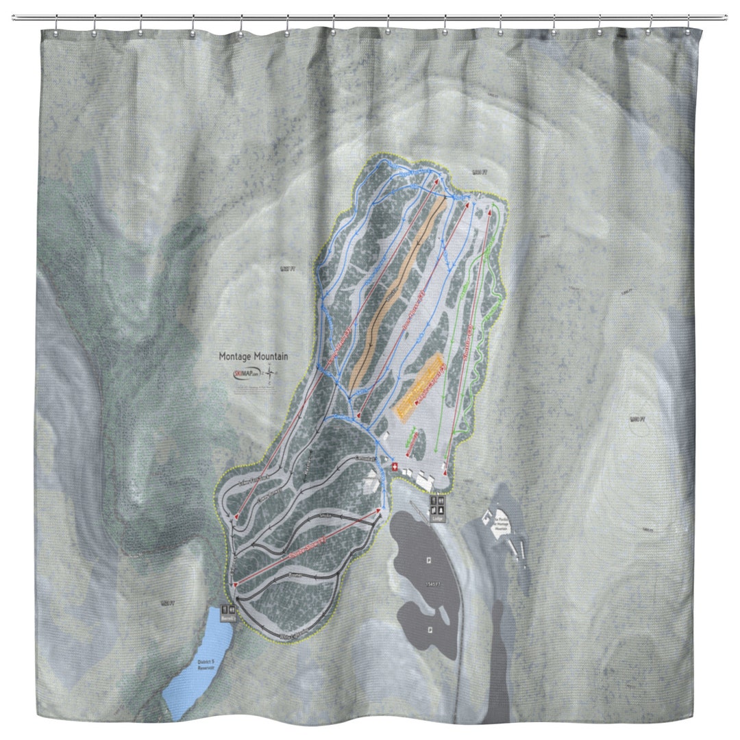 Montage Mountain Ski Trail Map Shower Curtain Ski Cabin - Etsy