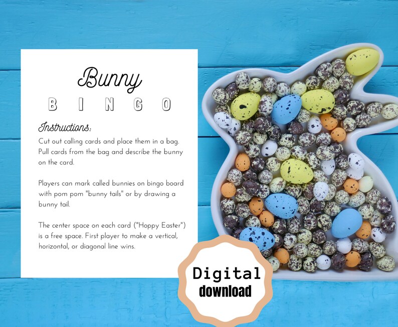 Bunny Bingo Game: 15 Unique Easter Bingo Cards (digital Download) - Etsy