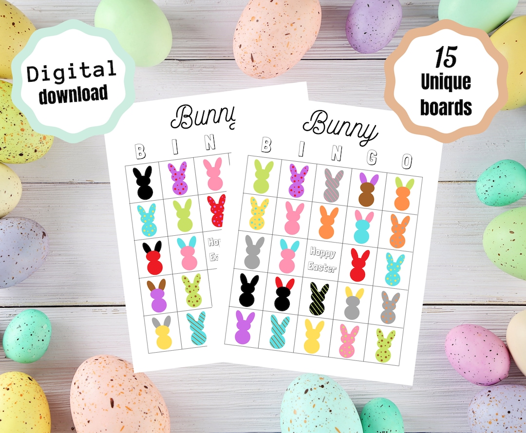 Bunny Bingo Game: 15 Unique Easter Bingo Cards (digital Download) - Etsy