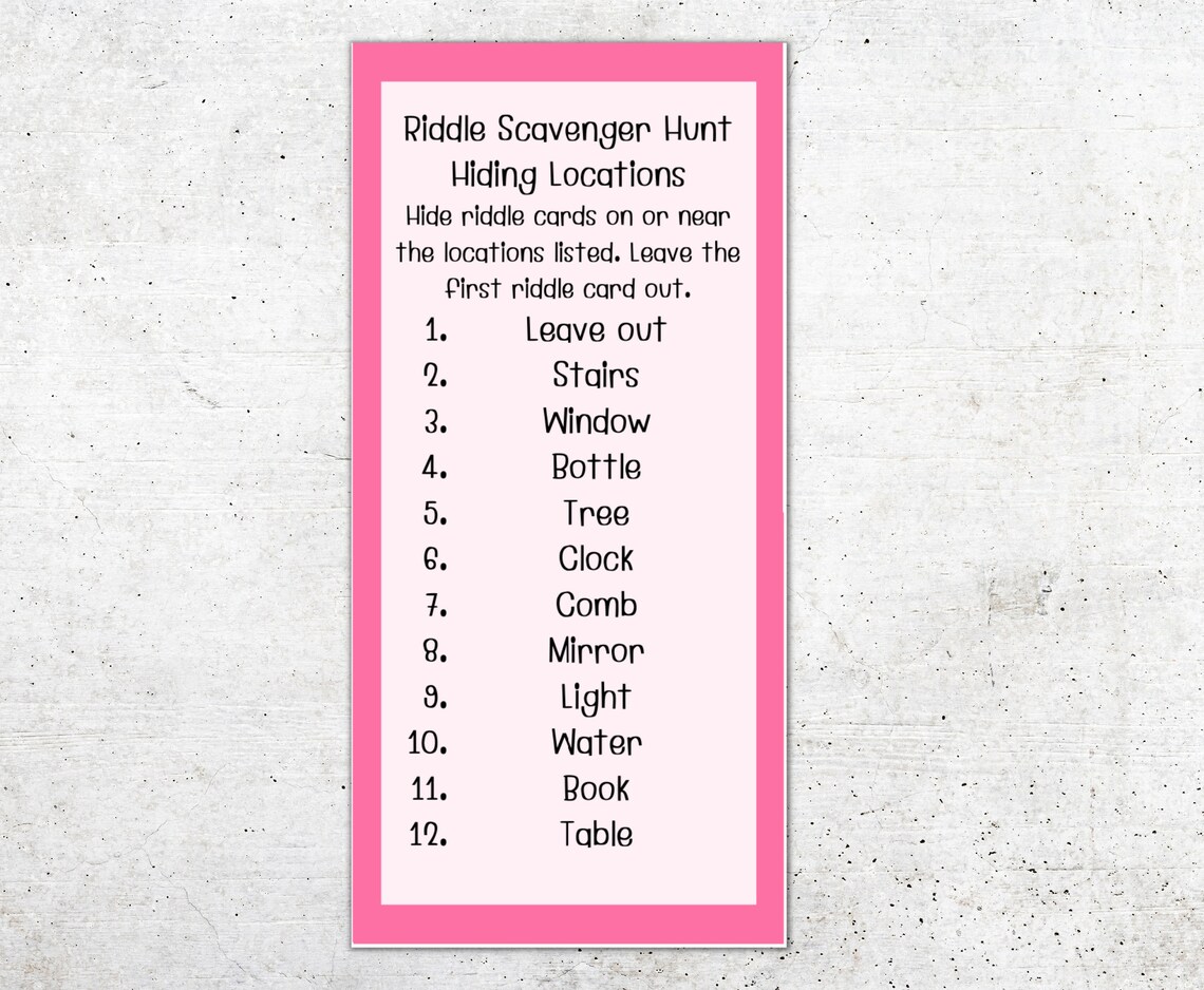 Kids Riddle Scavenger Hunt Printable for Instant Download, Kids ...