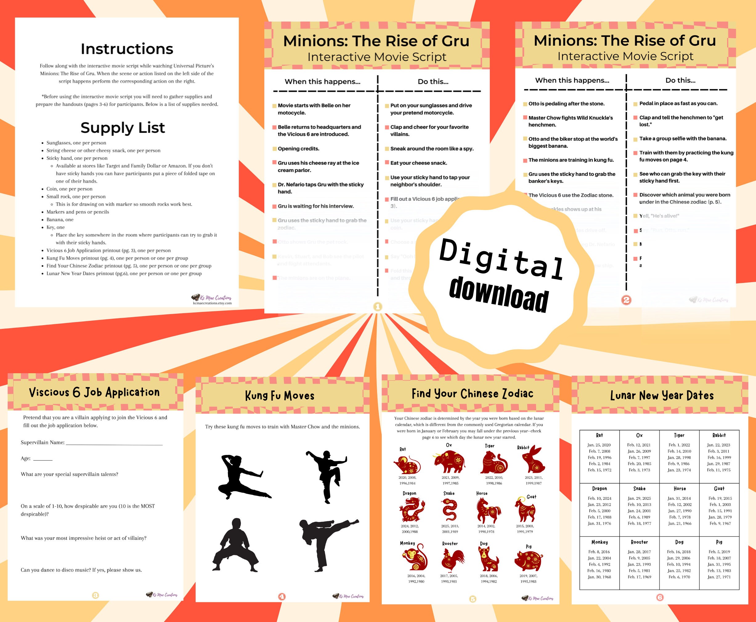 Buy Printable Minions: the Rise of Gru Interactive Movie Script Instant ...