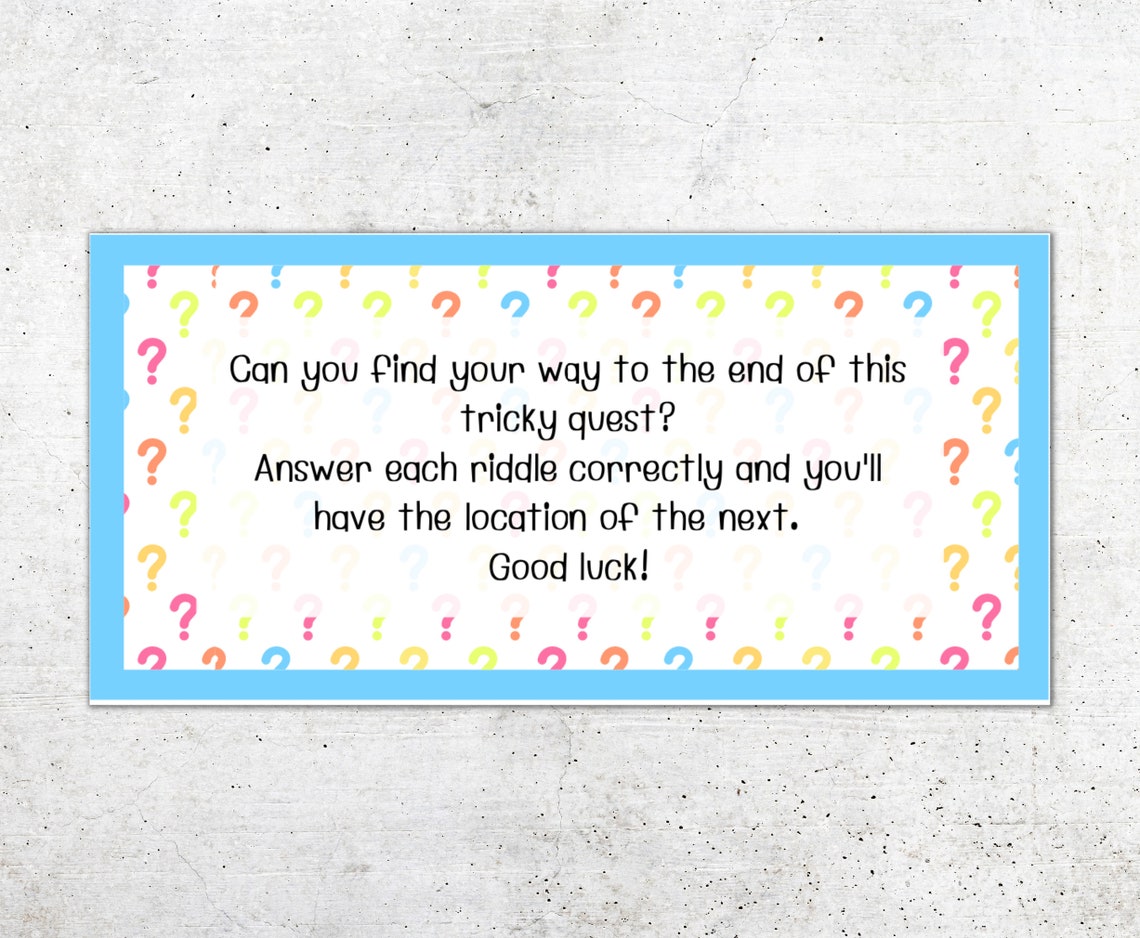 Kids Riddle Scavenger Hunt Printable for Instant Download - Etsy