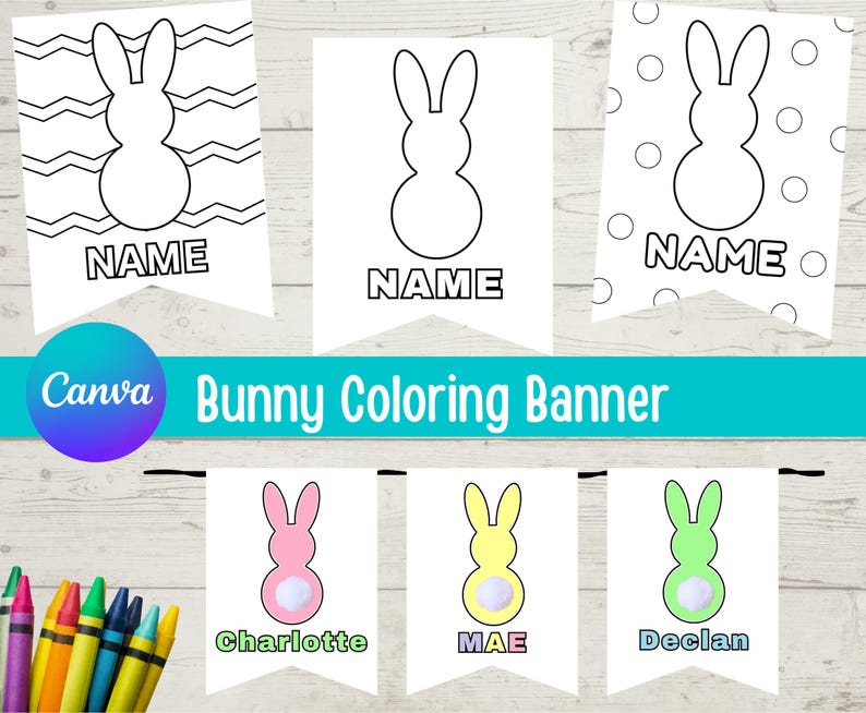Editable Canva Easter Bunny Banner Printable, Personalized Easter DIY ...