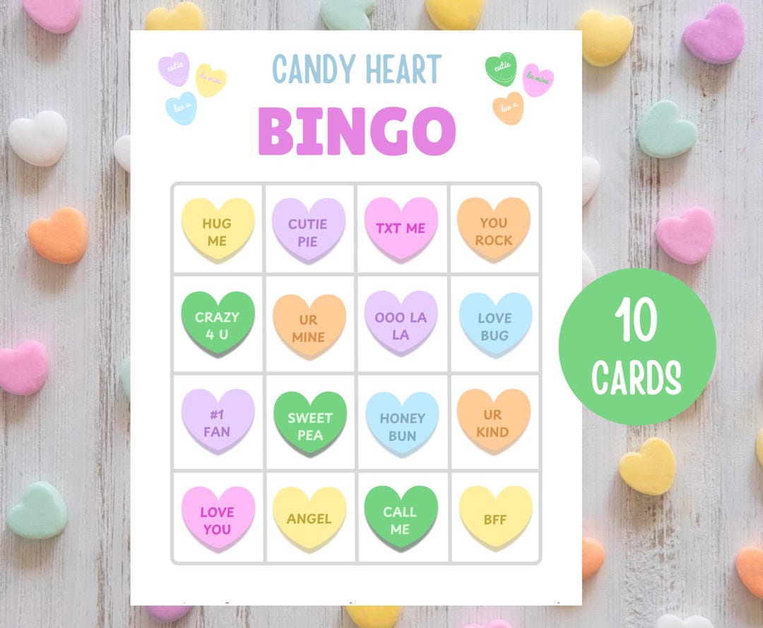 Candy Heart Bingo Game: Valentine's Day Activity (PDF Download) - Etsy