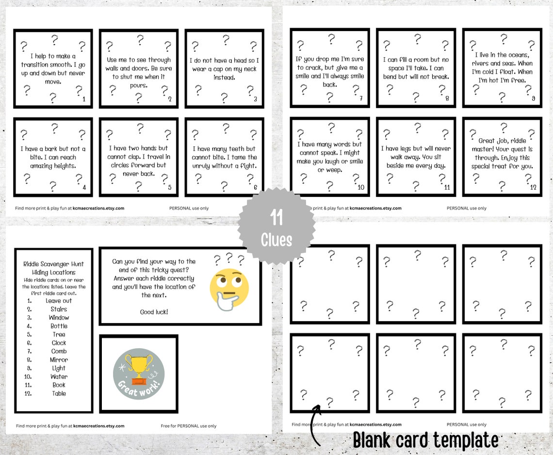 Teen Riddle Scavenger Hunt Printable for Instant Download, Adult ...