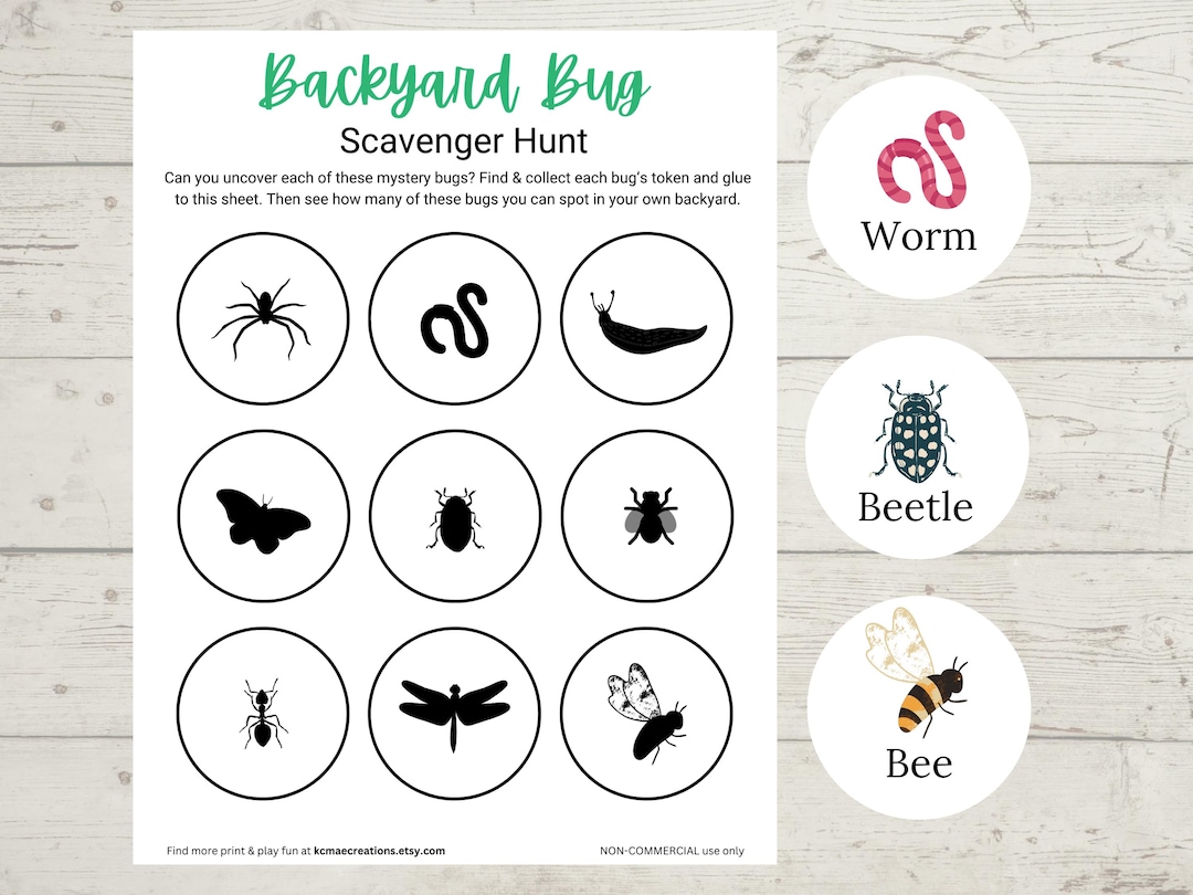 Backyard Bug Scavenger Hunt for Kids, Editable Canva Game Template ...