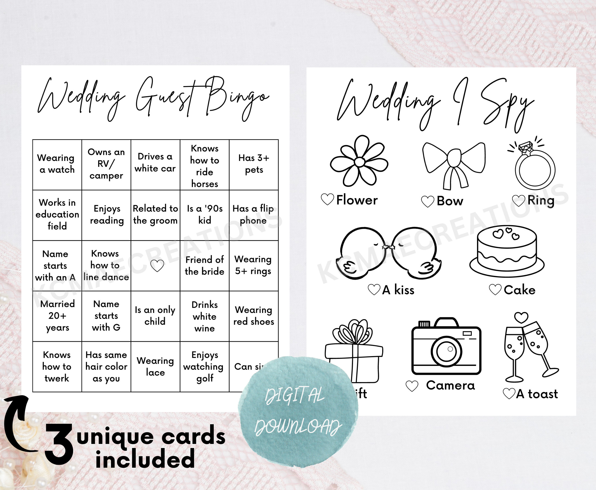 Printable Games for Wedding Reception, Eight Wedding Guest Game Bundle ...