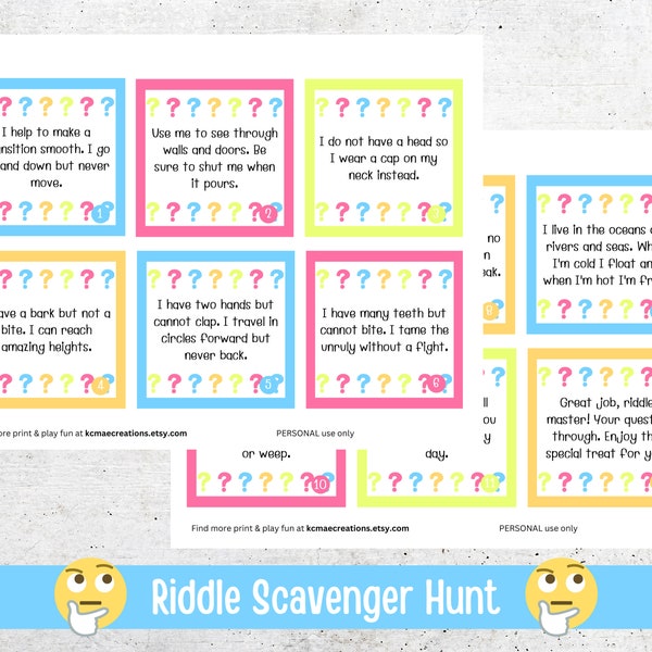 Scavenger Hunt Riddles - Etsy