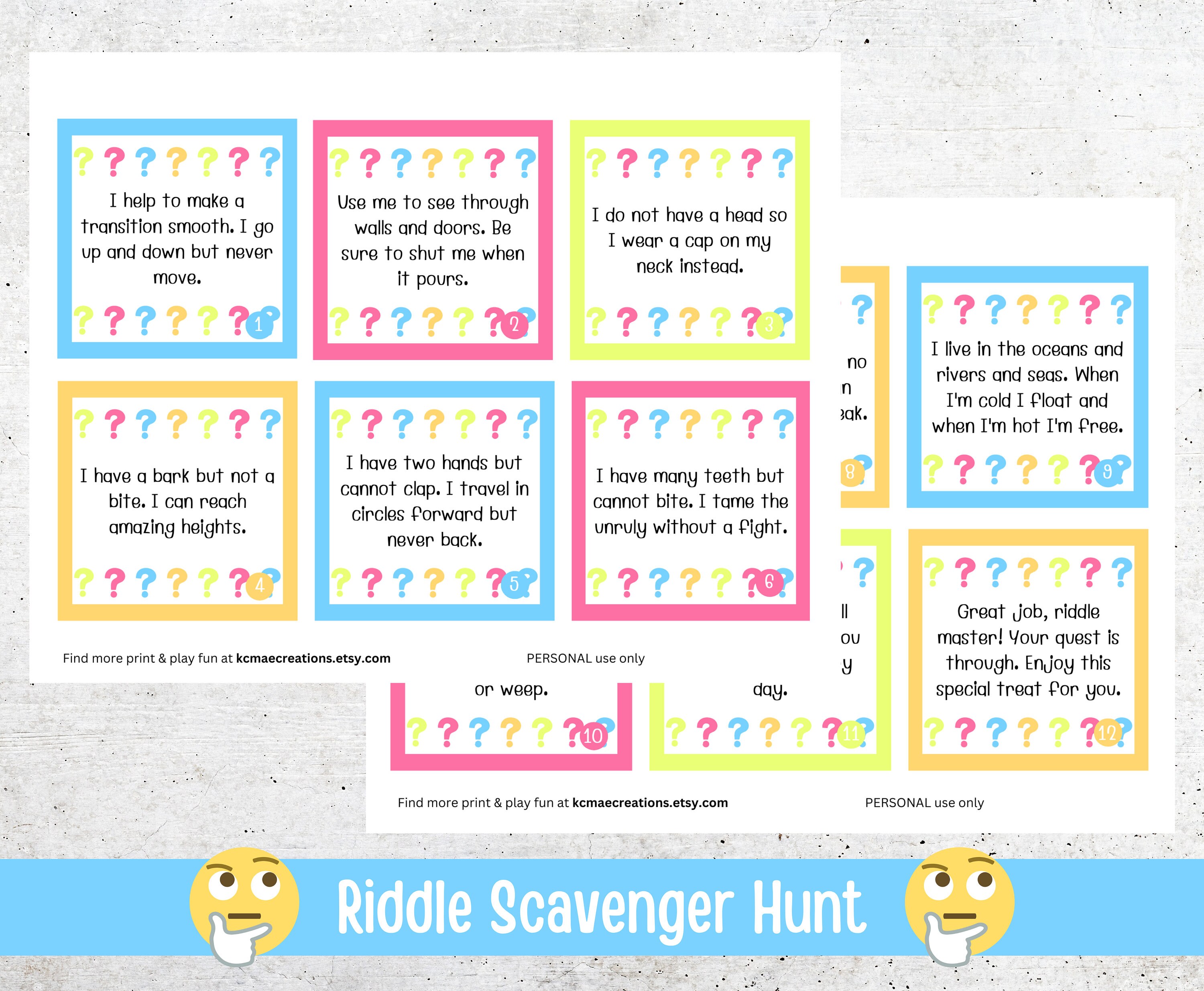 Kids Riddle Scavenger Hunt Printable for Instant Download, Kids ...
