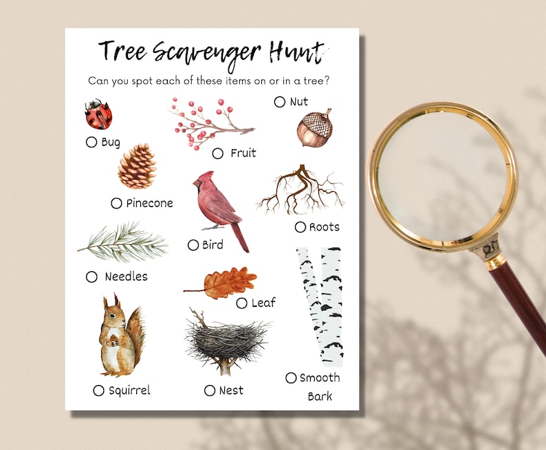 Tree Scavenger Hunt Printable for Instant Download, Outdoor Nature ...