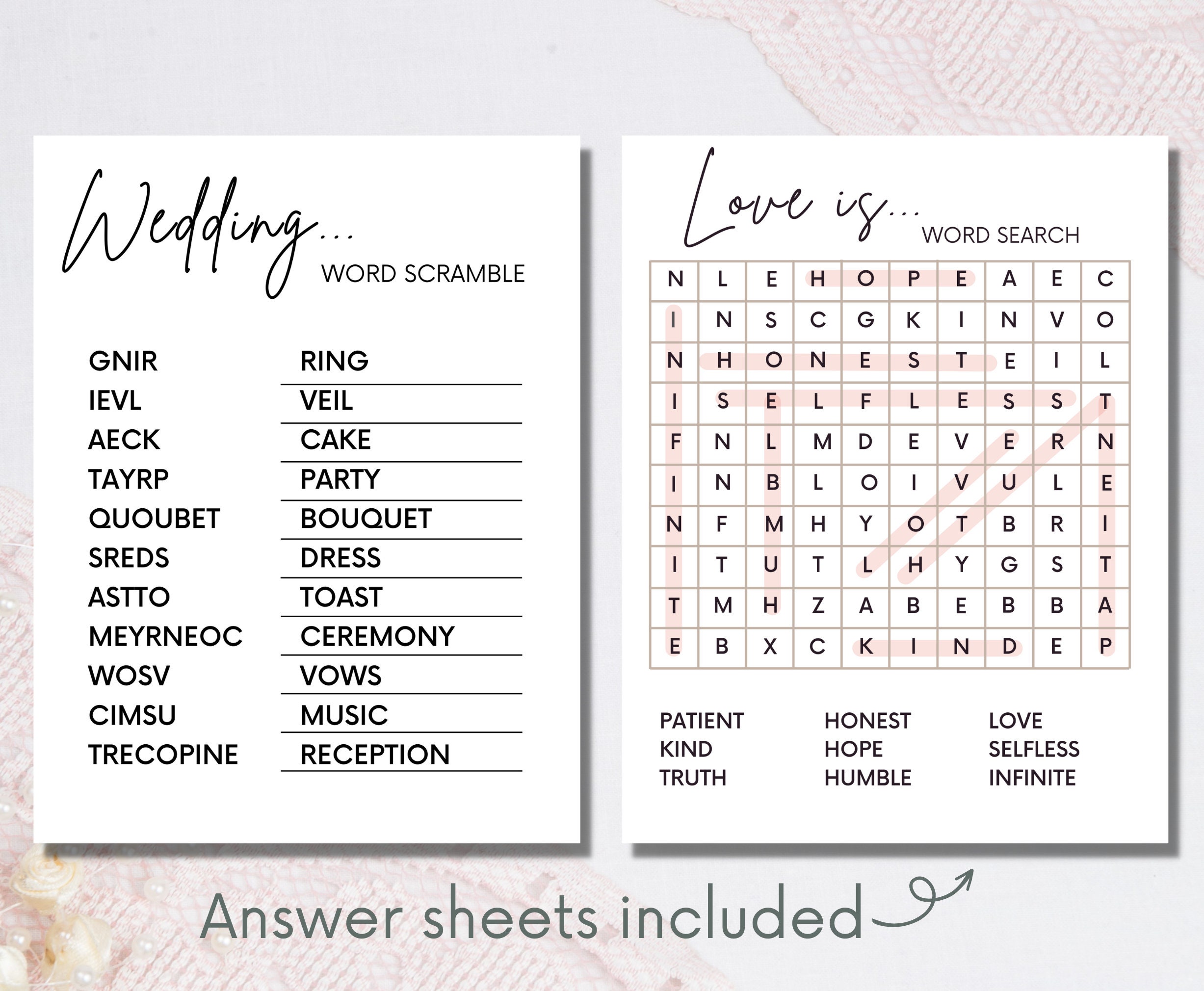 Printable Games for Wedding Reception, 5x7 and 4x5 Print Multiple on ...