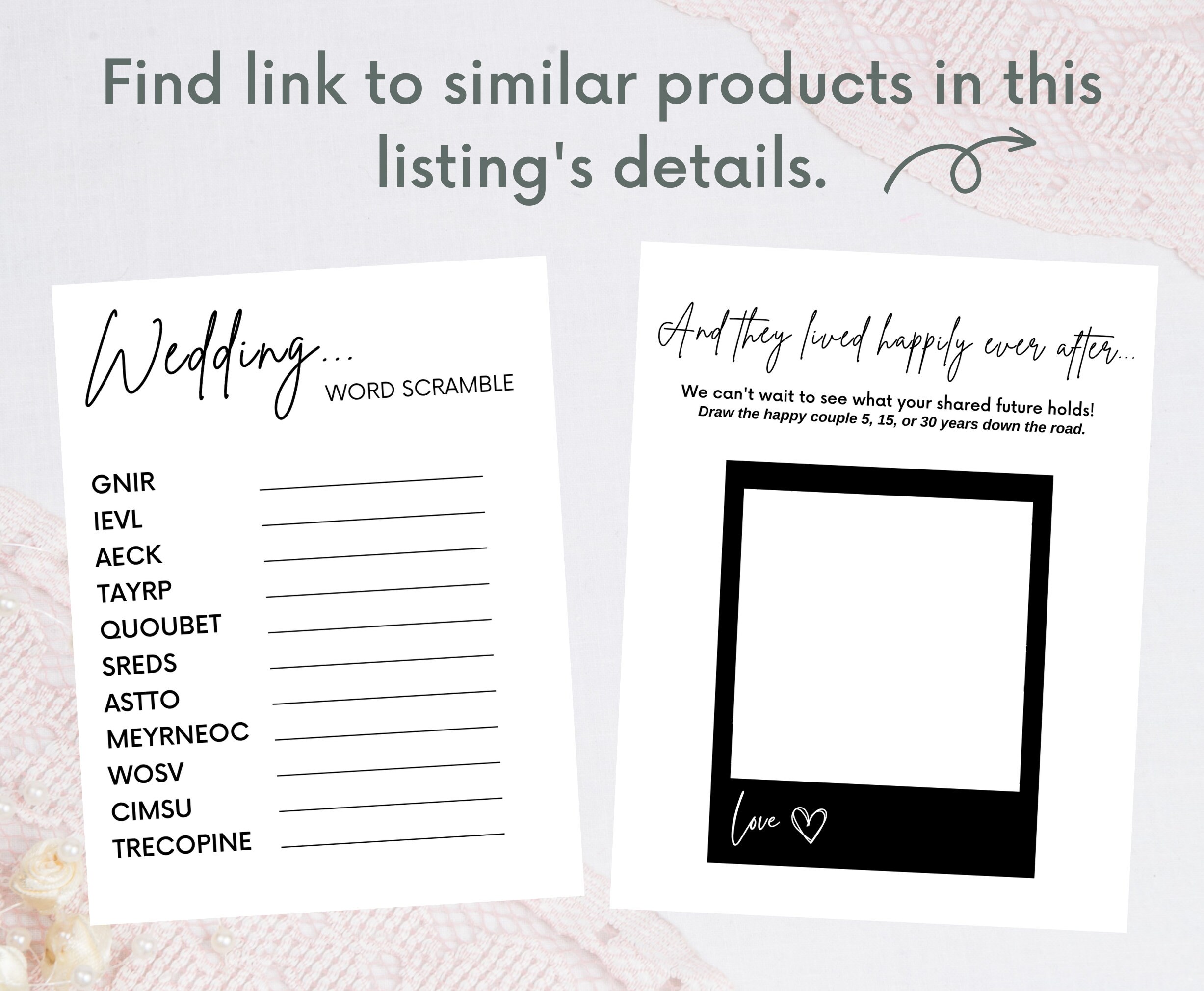 Printable Perfect Pairs Game for Wedding Shower or Reception, Modern ...