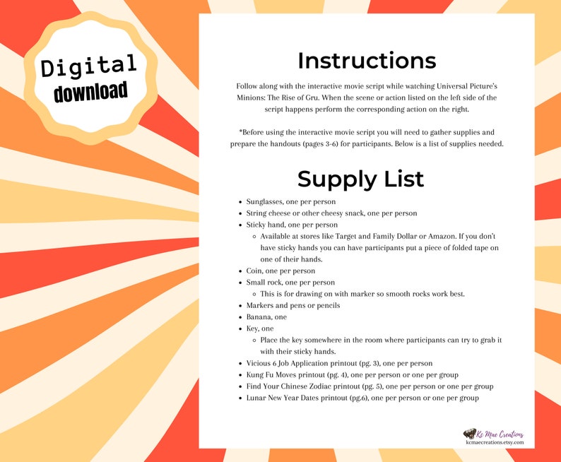 Printable Minions: the Rise of Gru Interactive Movie Script - Etsy