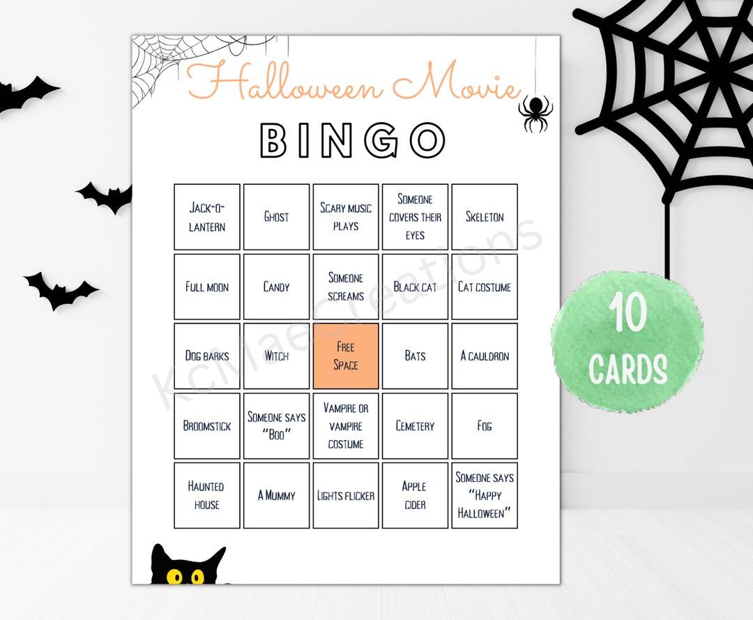 Halloween Movie Bingo Printable for Instant Download Kids - Etsy