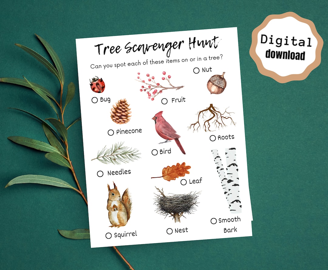 Tree Scavenger Hunt Printable for Instant Download, Outdoor Nature ...